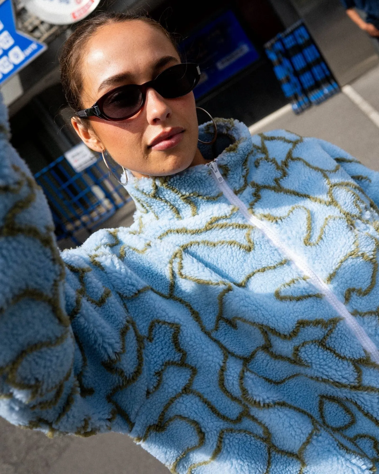 Rusty Low Tides Printed Zip Through Sherpa Fleece | Womens Hoodies ...